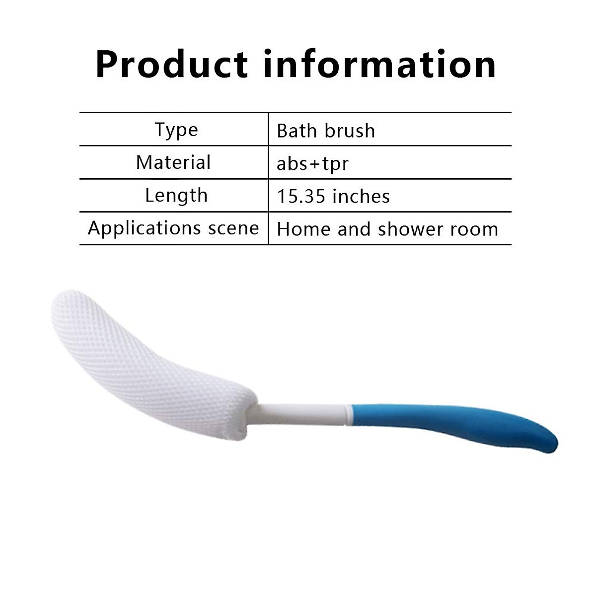 MagiDeal Vinyl Quote Me Long Anti-Slip Curve Handled Bath Body Brush, Easy Reach for Seniors, Suitable for Elderly/Pregnant Aid Bathing & Shower, Blue, 15.35"