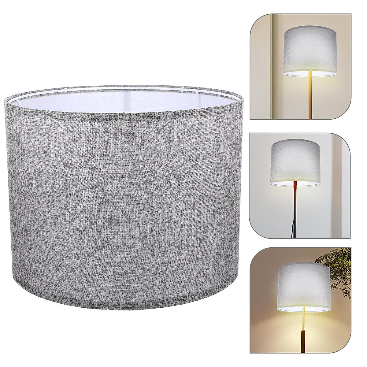 NOLITOY Drum Lampshade for Table Lamps Floor Lamp, 12.9 x 12.9 x 10 inch Linen Lamp Shade Medium Fabric Lamp Cover Handcraft Lampshade Replacement Grey