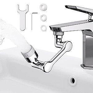 Swivel Faucet Extender, 1080° Rotatable Faucet Aerator, Universal Splash Filter Faucet Sink Water Extender with 2 Water Outlet Modes, Spray Attachment, Robotic Arm for Bathroom Sink Kitchen Tap