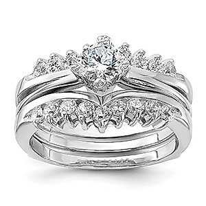 IceCarats 925 Sterling Silver Cubic Zirconia CZ Wedding Band Engagement Ring Bridal Jewelry Set