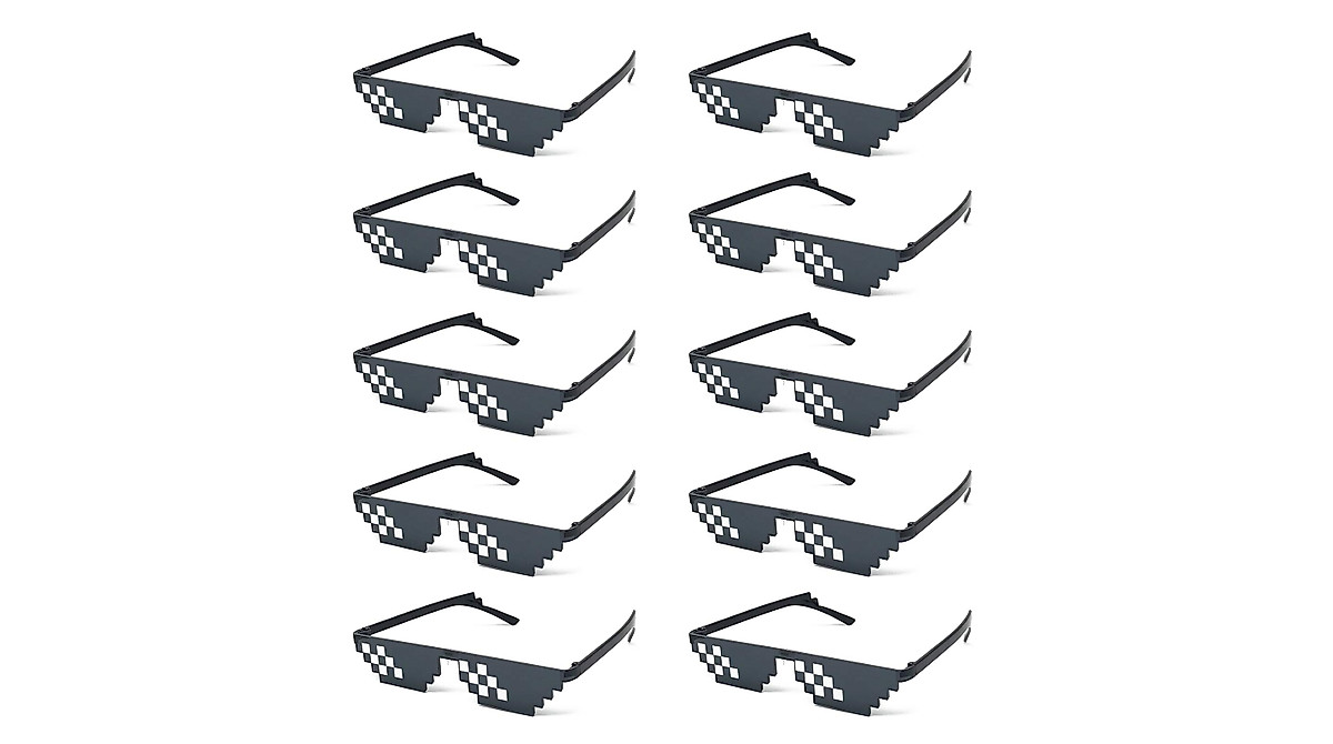 10-Pack Thug Life Pixelated Party Sunglasses for Adults & Kids