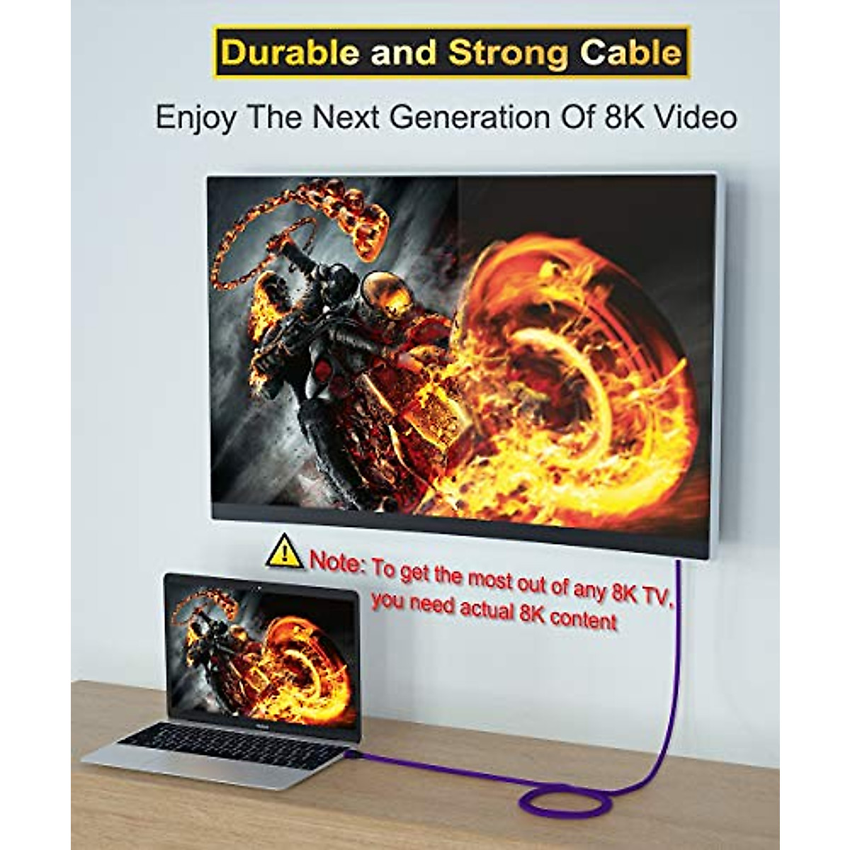 Basesailor 8K 60Hz HDMI Cable 10FT 2 Pack,48Gbps 7680P Ultra High Speed Cord for Apple TV,Roku,Samsung QLED,2.0 2.1,Sony Playstation,PS5,6FT,Xbox One Series X,eARC HDR HDCP 2.2 2.3,4K 120Hz 144Hz