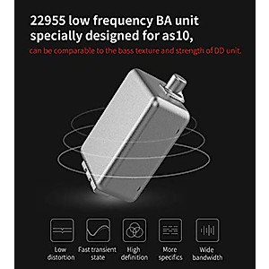 KZ AS10 IEM 5 Balanced Armature Driver Earphone, Stereo HiFi KZ in Ear Monitor Headphone Musician Headset with Detachable 2 Pin Cable(No Microphone, Black)