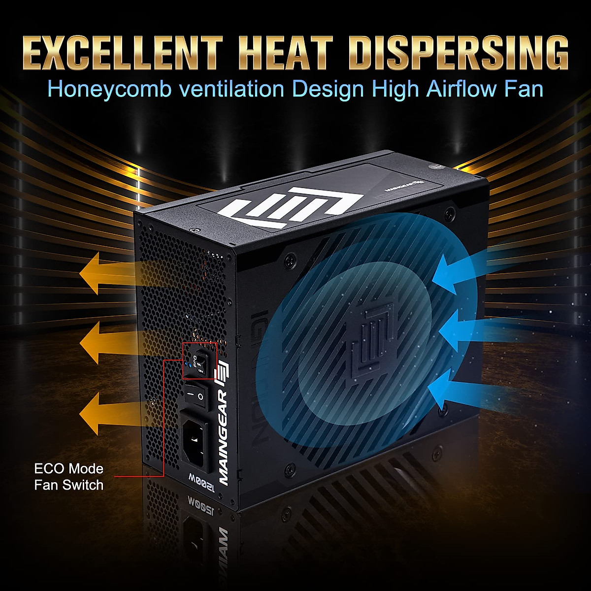 MAINGEAR Ignition Fully Modular Power Supply PC, 1200W, 80 Plus Platinum Certified, SLI Crossfire Ready, FSP1200-50AJB, 10 Year Warrenty