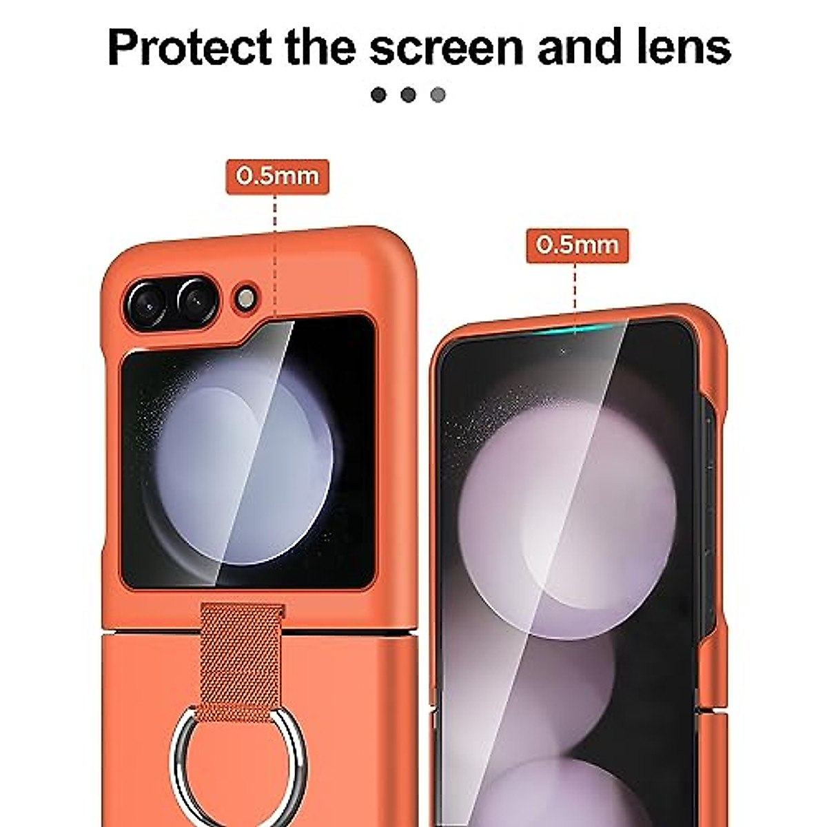 AICase for Samsung Galaxy Z Flip 5 Case with Ring, Protective Slim Thin Fit Women Girl Cute Phone Case for Samsung Galaxy Z Flip 5 5g, Orange