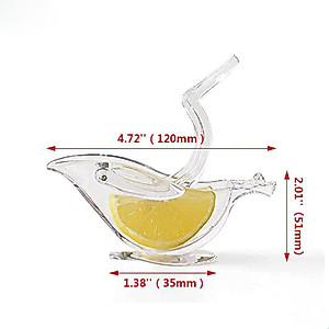 New Acrylic Manual Lemon Slice Squeezer, Portable Transparent Fruit Juicer, Elegance Bird Shape, Hand Juicer for Orange Lemon Lime Pomegranate (2Pcs)