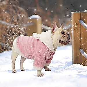 Dog Hoodie Sweaters with hat Puppy Coats with Hooded Winter Lamb Wool Warm Clothes Coat for Small Medium Dogs Clothes Apparel Pink XL