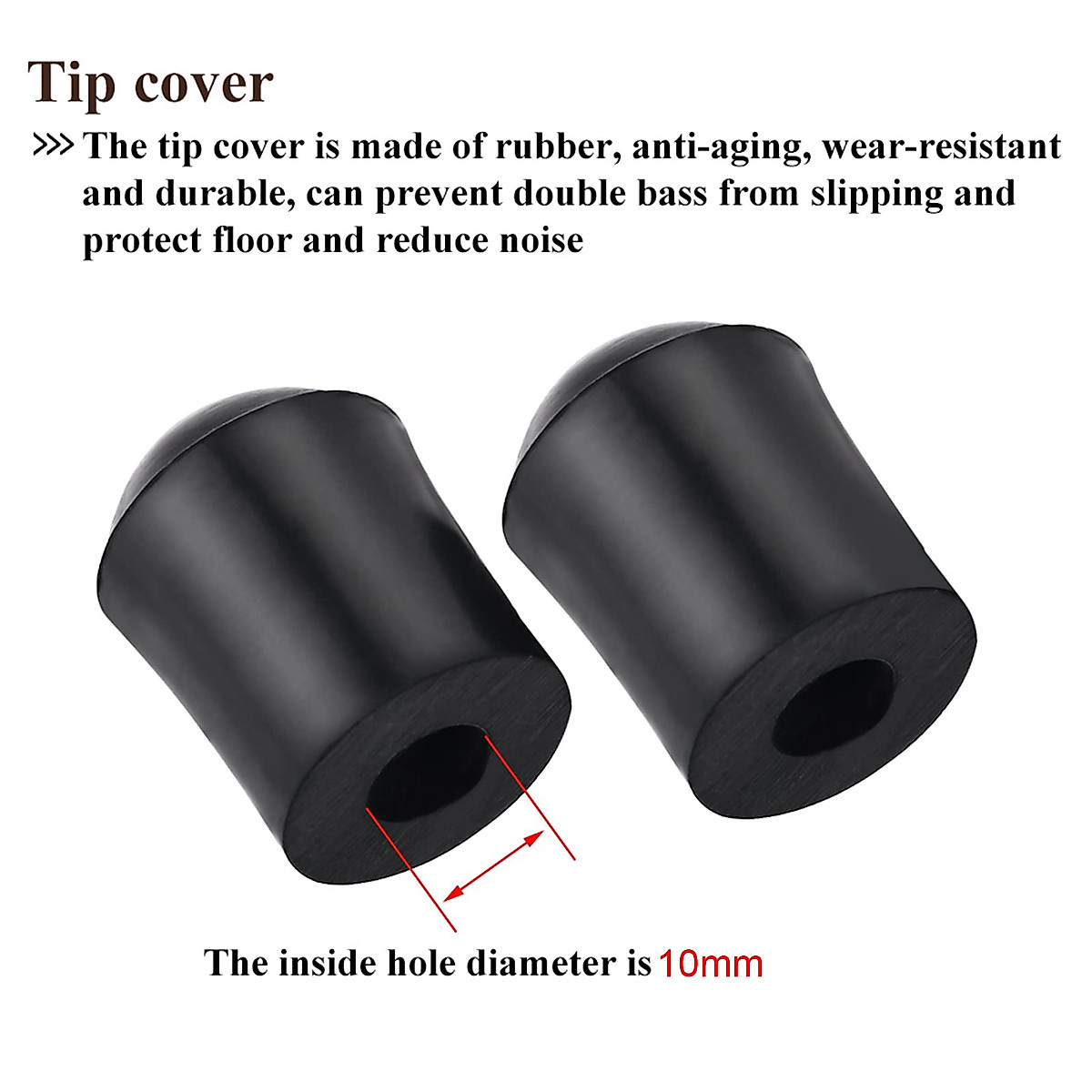 Vbestlife Double Bass Endpin Rubber Tip Stopper, Set of 2 Upright Bass Parts Replacement Rubber Tip for Double Bass End Pin Protector Black