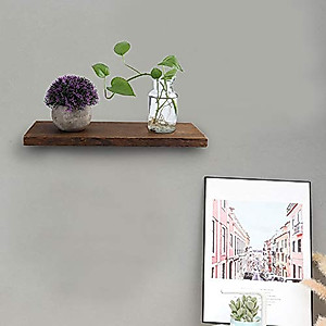 AMONIDA Floating Shelves, Brown Paulownia Wall Mounted Floating Wall Shelves, Rustic Wood Wall Shelves, Storage Shelves for Bedroom, Living Room, Bathroom, Kitchen, Office and More(11.8x5.5x0.8in)