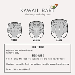 12 KaWaii Baby One Size HD3 Cloth Diapers + 24 One Size Stay-Dry Super Absorbent Inserts 8-36 pounds Unisex - Best Daycare Cloth Diaper