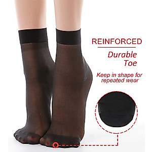 G&Y 12 Pairs Ankle Nylon Socks for Women - 20D Sheer Pantyhose Socks (6 Black & 6 Nude)