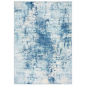 Safavieh Jasper Collection Area Rug - 8' x 10', Navy & Ivory, Modern Abstract Design, Non-Shedding & Easy Care, Ideal for High Traffic Areas in Living Room, Bedroom (JSP140N)