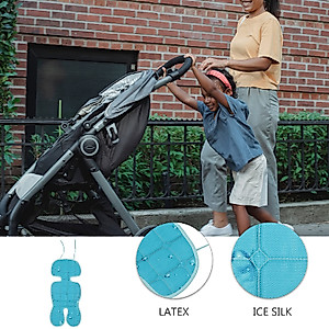 Kisangel Baby Seat Liner Ice Silk Infant Stroller Cooling Mat Breathable Seat Pad Anti- Slip Seat Cooler Summer Cushion for Newborns Infants Toddlers Green