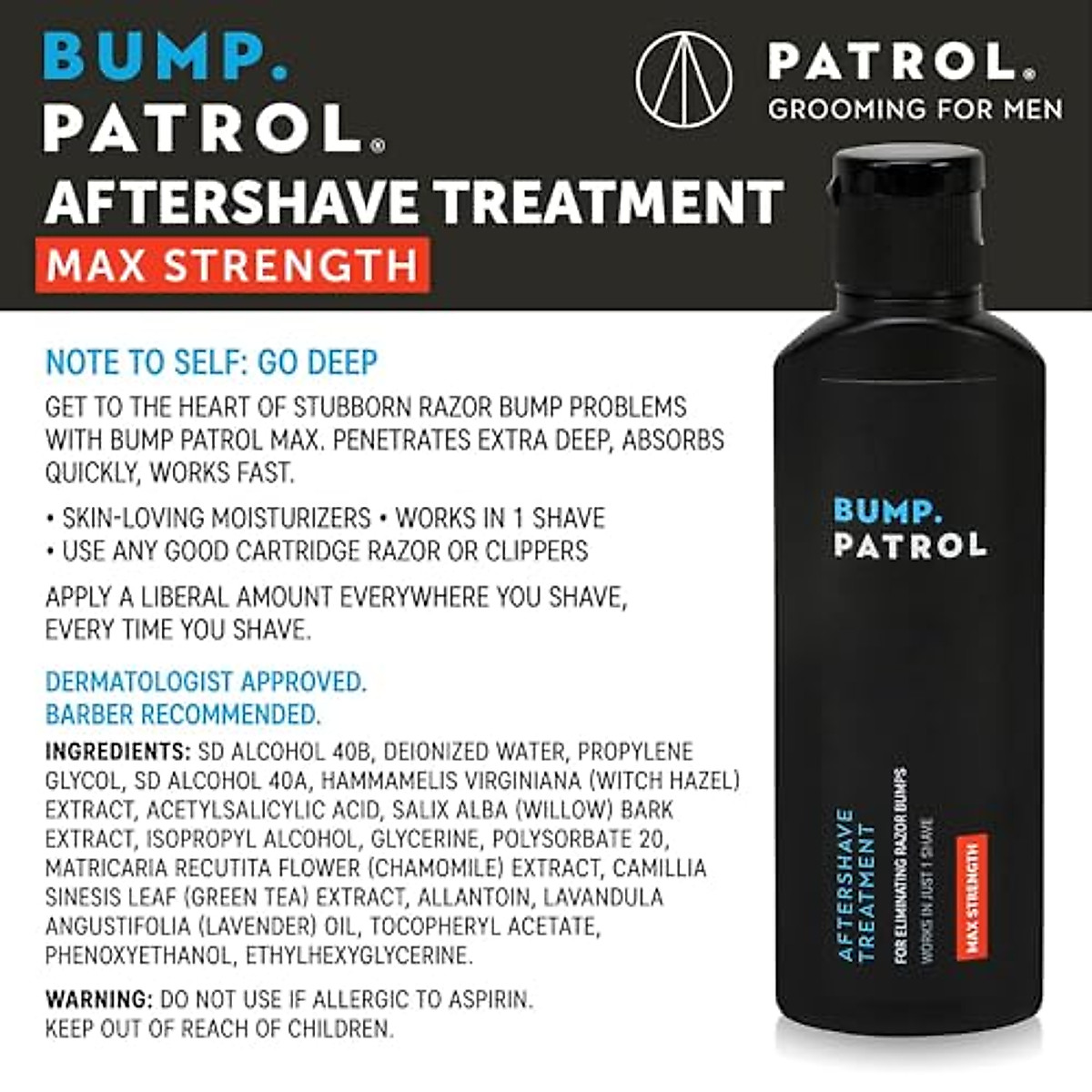 Bump Patrol Maximum Strength Aftershave Formula - After Shave Solution Eliminates Razor Bumps and Ingrown Hairs - 4 Ounces 2 Pack