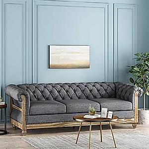 Christopher Knight Home Saragus Sofas, Charcoal + Dark Brown