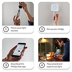 Philips Hue White and Color Ambiance A19 60W Equivalent LED Smart Bulb Starter Kit (3 A19 Bulbs and 1 Hub Compatible with Amazon Alexa Apple HomeKit and Google Assistant), (Model: 464479)
