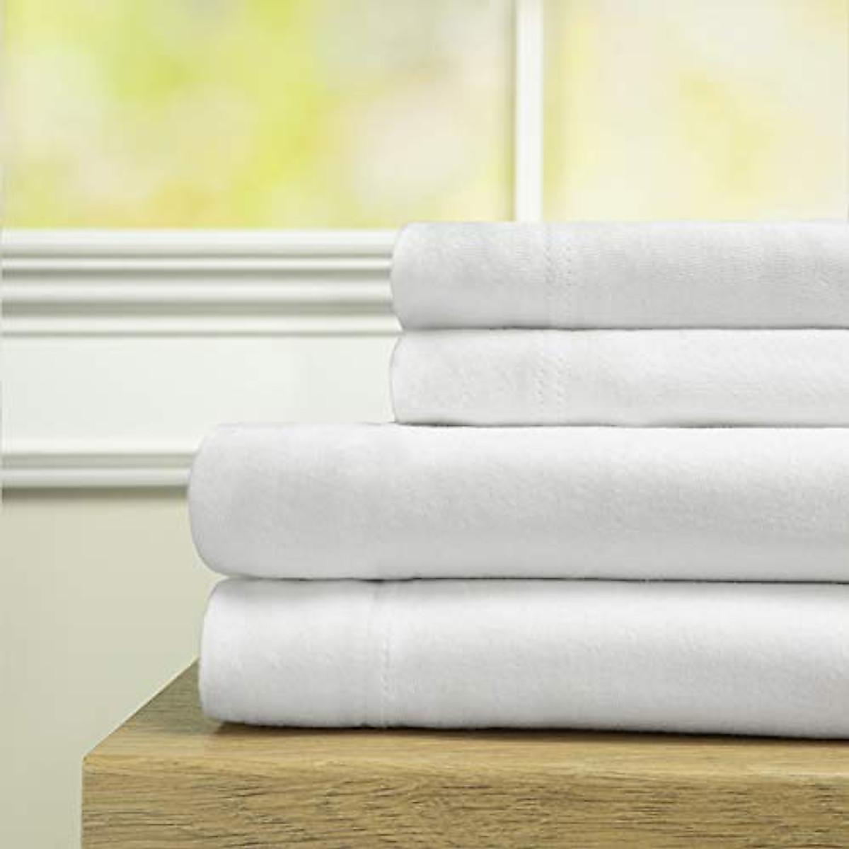 Baltic Linen Jersey Cotton Sheet Set, California King, White, 4 Peice