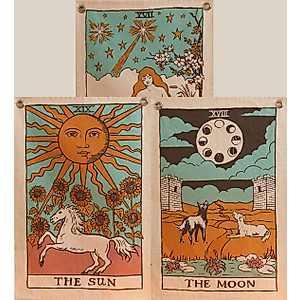 SheetKart The Sun, Moon and Star Tarot Tapestries - Aesthetic Bohemian Wall Hanging Tapestry for Bed Room Home Decor