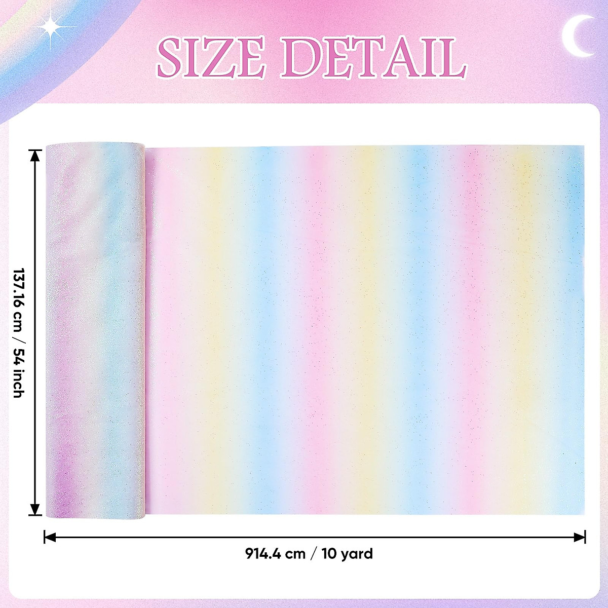 Timgle 10 Yards Rainbow Glitter Tulle 54 in Tulle Fabric Pastel Tulle Mesh Iridescent Girl Fabric for Table Chair Sash Bow Tutu Skirt Sewing Crafting Gift Wrapping Wedding Party Backdrop,30 Ft