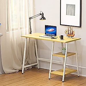 SHW Trestle Home Office Computer Desk, Oak