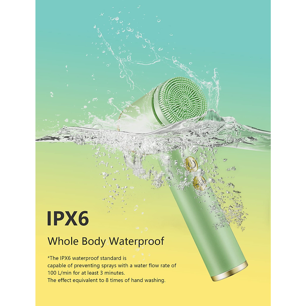 6 in 1 Face Brushes for Cleansing and Exfoliating,Spin Facial Cleansing Brush with LED Display,Electric Face Cleansing Brush,Rechargeable Facial Cleansing Brush with 6 Heads BSROLUNA(Fruit Green)