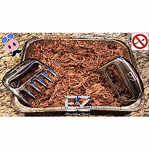 BBQFAM EZ Shredding Claws Stainless Steel Bear Claw Meat Shredders for BBQ. Perfect for shredding Pulled Pork, Poultry or just handling HOT Bulky Foods.