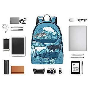 FeHuew 16 inch backpack Whales Laptop Backpack Full Print School Bookbag Shoulder Bag for Travel Daypack