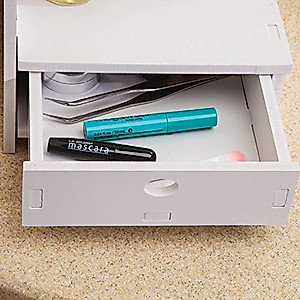 Fox Valley Traders Oakridge Corner Countertop Vanity Organizer with Drawer and Shelf, White