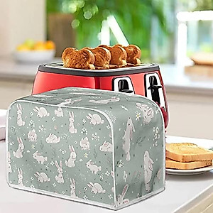 chaqlin 4 Slice Toaster Cover Decorative Bread Machine Accessories Green Rabbit Pattern Bread Oven Covers Dustproof