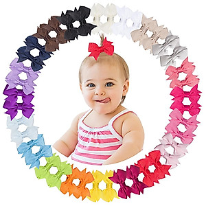 VINOBOW Hair Clips - 2inch Baby Bow Clips, Girl Hair Accessories, Hair Bows Clips for Girls Infants Toddlers (Pack of 40)