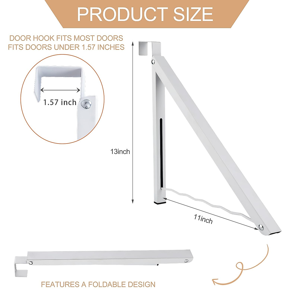 RMERVE 2 Pcs White Over The Door Hanger Organizer Drying Rack Collapsible Retractable Clothes Drying Rack Space Saver for Hanging Clothes Towels Bathrooms (White)