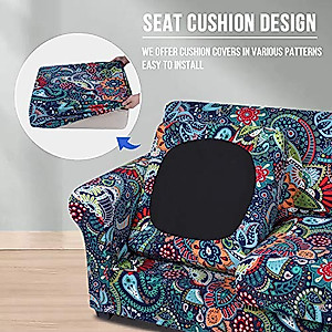 hyha Couch Cover, Floral Pattern, Stretch, Printed, 4 Pieces, Sofa Slipcovers, for 3 Separate Cushion Couch, Washable Furniture Protector for Dogs(Paisley Floral)