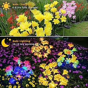SNUGBERI 2 Pack Outdoor Solar Camellia Lights with 20 Head Flower, Color Changing LED Camellia Flower Landscape Pathway Lights Waterproof Solar Flower Lights for Garden Patio Yard Lawn