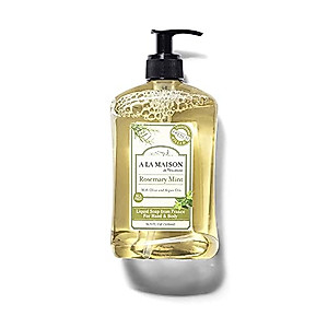 A LA MAISON Rosemary Mint Liquid Hand Soap - Triple French Milled Natural Moisturizing Soap (3 Pack, 16.9 oz Bottle)