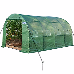 YITAHOME10'x7'x7' Greenhouses Large Walk-in Green House Heavy Duty Tunnel Green Houses Outdoor Portable Plant Gardening Upgraded Galvanized Steel Frame Zipper Doors 5 Crossbars Garden