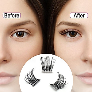 Cluster Lashes DIY Eyelash Extension Volume Wide Stem Individual Lashes with Clear Band D Curl 39 Clusters Natural Fluffy Makeup at Home Lashes(FD02-8/10/12mm)