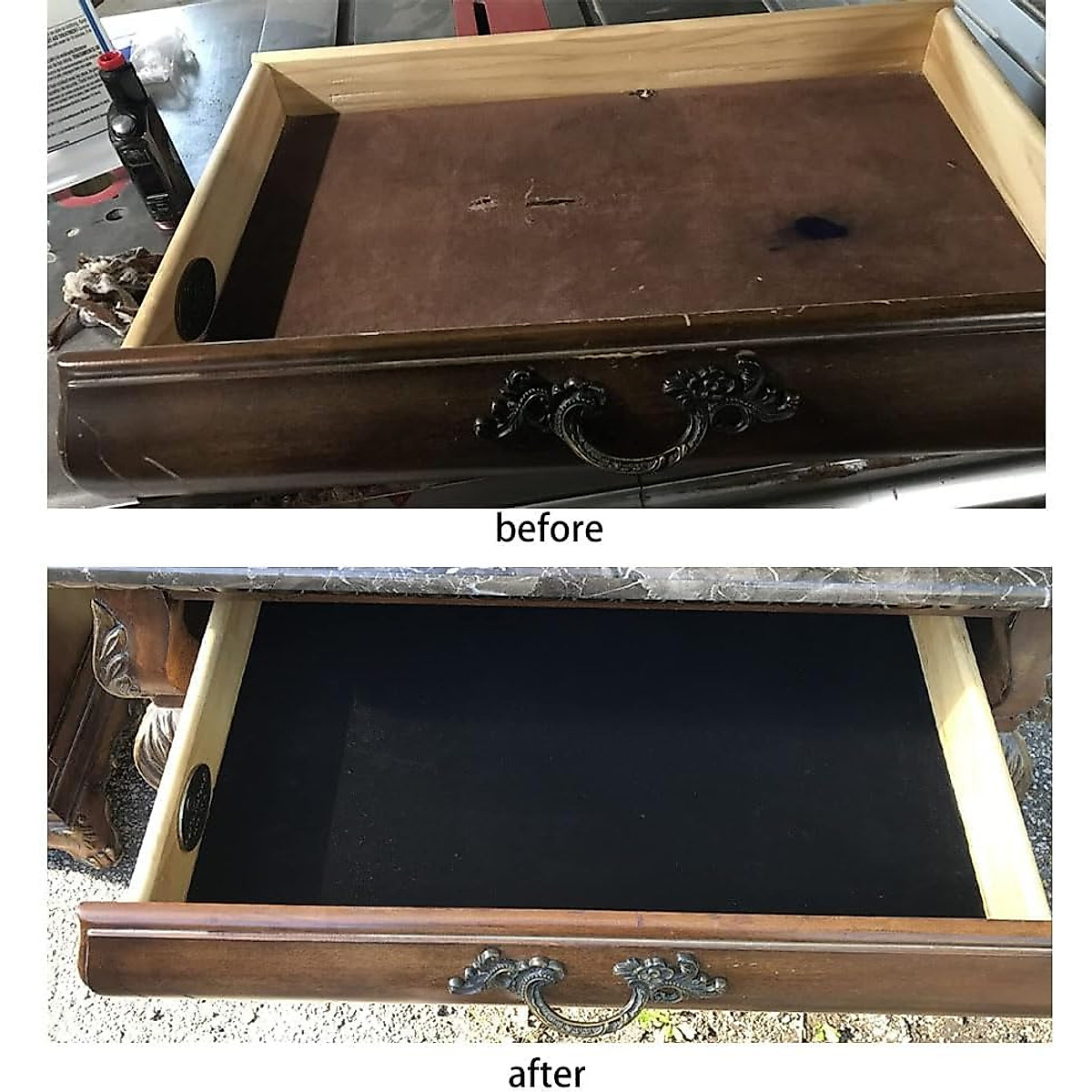 Self Adhesive Velvet Flock Contact Paper Roll Shelf Liner for Jewelry Drawer Craft Fabric 17.7" x 78.7", Soft Velvet Liner for Drawer DIY (Black)