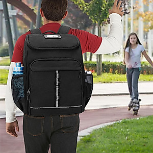 GOBUROS Roller Skate Bag Fits Shoes Up to US Mens 13, Ice Skate Backpack with Top Helmet Pocket, Roller Skating Bag with Adjustable Padded Shoulder Strap for Skates Gear