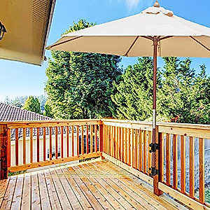 LKHOME Patio Umbrella Holder, Outdoor Deck Umbrella Mount, 2.2'' Diameter in Stainless Steel Umbrella Clamp Adjustable Railing Umbrella Mount Outside for Garden Backyard Balcony