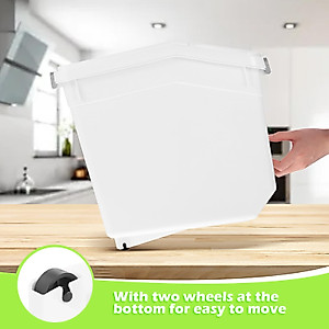 Sunnyray 4 Pack Rice Food Storage Container, 38.5 lb Airtight Flour Storage Bins with Scoop, Large Storage Boxes with Wheels for Dry Food, Grain, Sugar, Cereal, PET Food