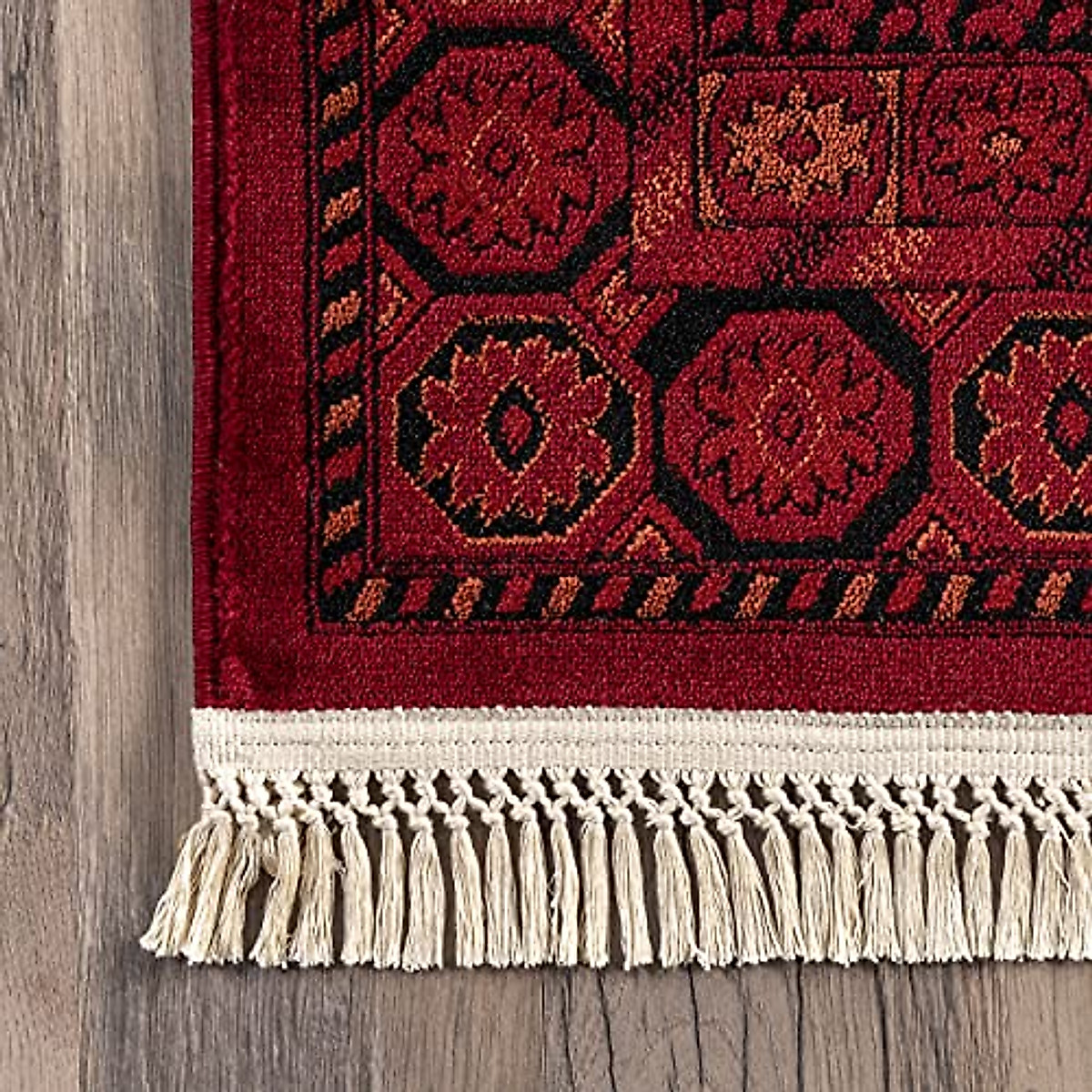 nuLOOM Billie Traditional Paneled Fringe Area Rug, 6' 7" x 9', Red