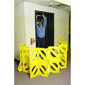 Rubbermaid Commercial 13-Foot Extendable Mobile Safety Sign/Barrier with Locking Straps, Yellow (FG9S1100YEL)