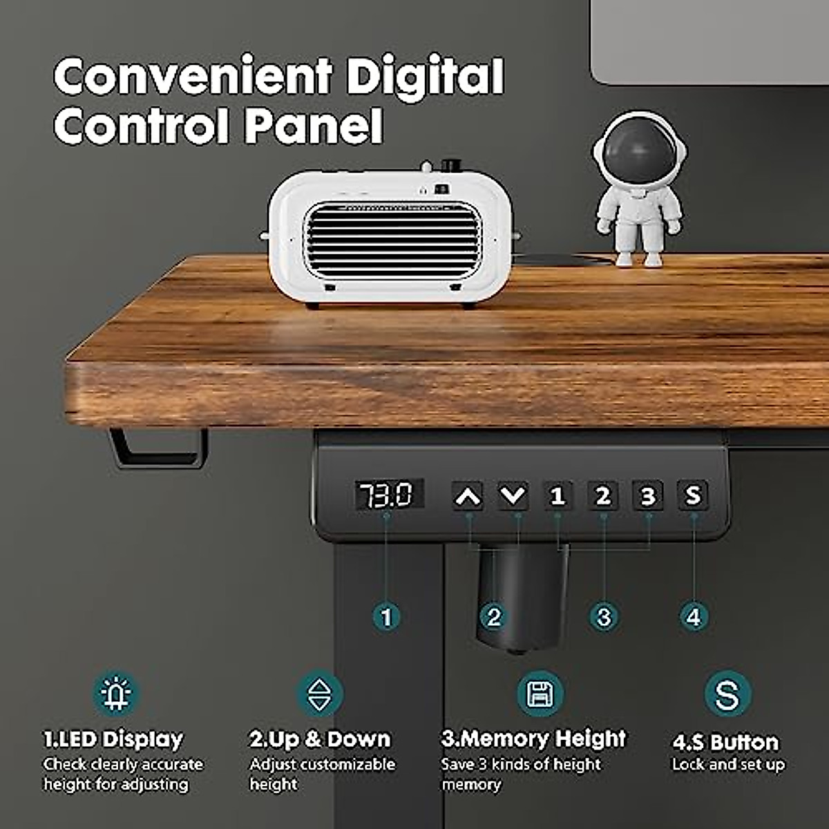 SMUG Electric Standing Desk with Memory Preset, Ergonomic Height Adjustable Table with T-Shaped Metal Bracket Modern Computer Workstations for Home Office, 4024, Rustic Brown