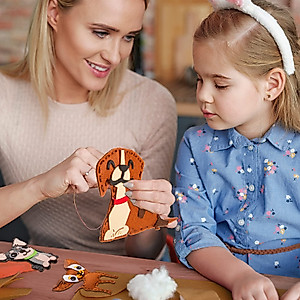 Harrycle 21 Pieces Puppy Dog Sewing Craft Kit Felt Dog Stuffed Animal Sewing Set Kids DIY Crafting and Sewing Kit Animal Art Craft Kit Felt Plush Animal Sewing Set for Girls Boys Educational Beginner