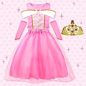 Meland Princess Dress Up - Princess Dress for Girls with Princess Toys, Christmas Birthday Gift for Toddler Girls Age 3-8