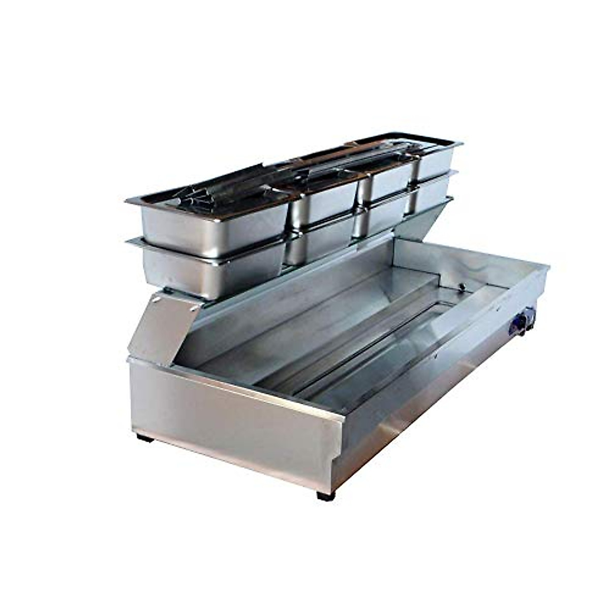 INTBUYING 110V Bain Marie Buffet Steam Table Restaurant Food Warmer with Glass Shield 8 Pots Double-Row