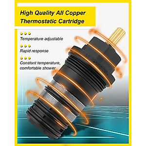 𝑼𝒑𝒈𝒓𝒂𝒅𝒆𝒅 94282000 Thermostatic Cartridge Fit for Hansgrohe Ecostat Showers, Fit for two-hole and three-hole thermostatic tub fillers, 3/4 Inch with Brass Stem