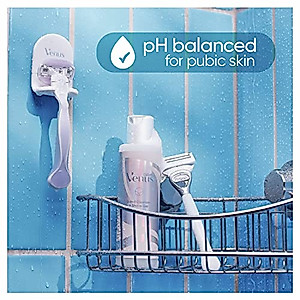 Gillette Venus For Pubic Hair And Skin Womens Shaving Kit, 1 Venus Handle, 2 Razor Blade Refills, 2 in 1 Cleanser And Shave Gel For Women 190mL, Daily Soothing Serum For Intimate Grooming 50mL