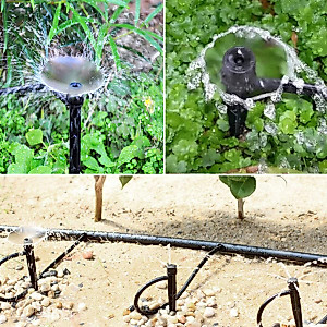 Topiverse 25 Pcs Drip Irrigation Emitters, Adjustable Flow 0-20 GPH Irrigation Drippers with Stake, Full Circle Flow Sprinkler Head, Micro Sprinkler for Garden Patio Lawn Flower Bed