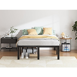 QEROMY King Size Bed Frame - 18 in Sturdy Platform Bed Frame King, Heavy Duty Metal Bed Frame No Box Spring Needed, Quick & Easy Assembly, No Noise, Black